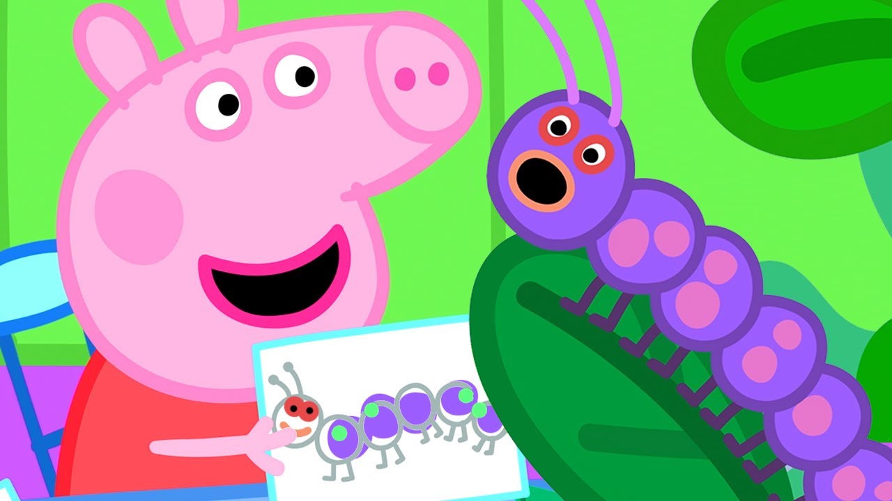 Peppa Pig Makes Butterfly Wings and Dances Like a Caterpillar - YouTube