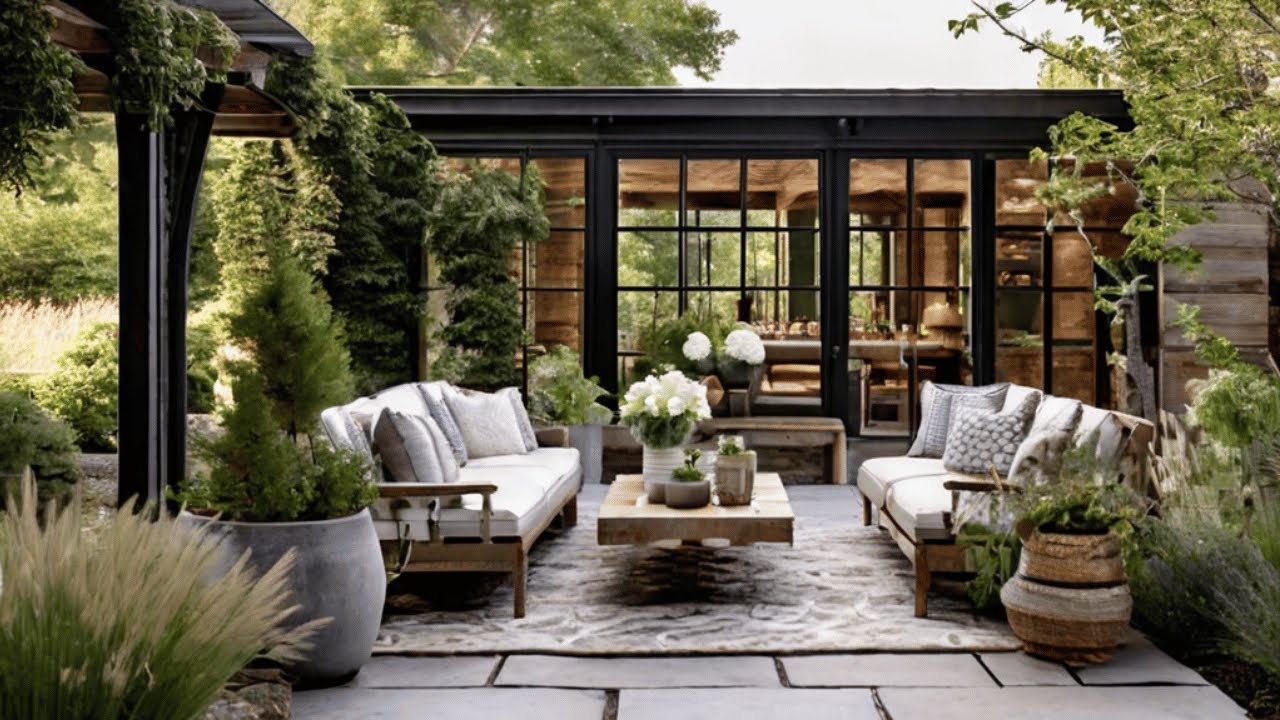 Modern Farmhouse Patio Garden Landscape Design: Blending Rustic ...