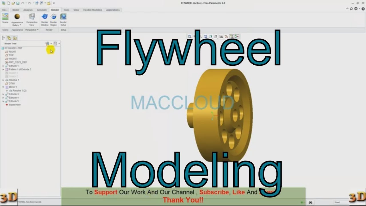STEAM ENGINE | PTC CREO Modeling PART 10 | Flywheel - YouTube