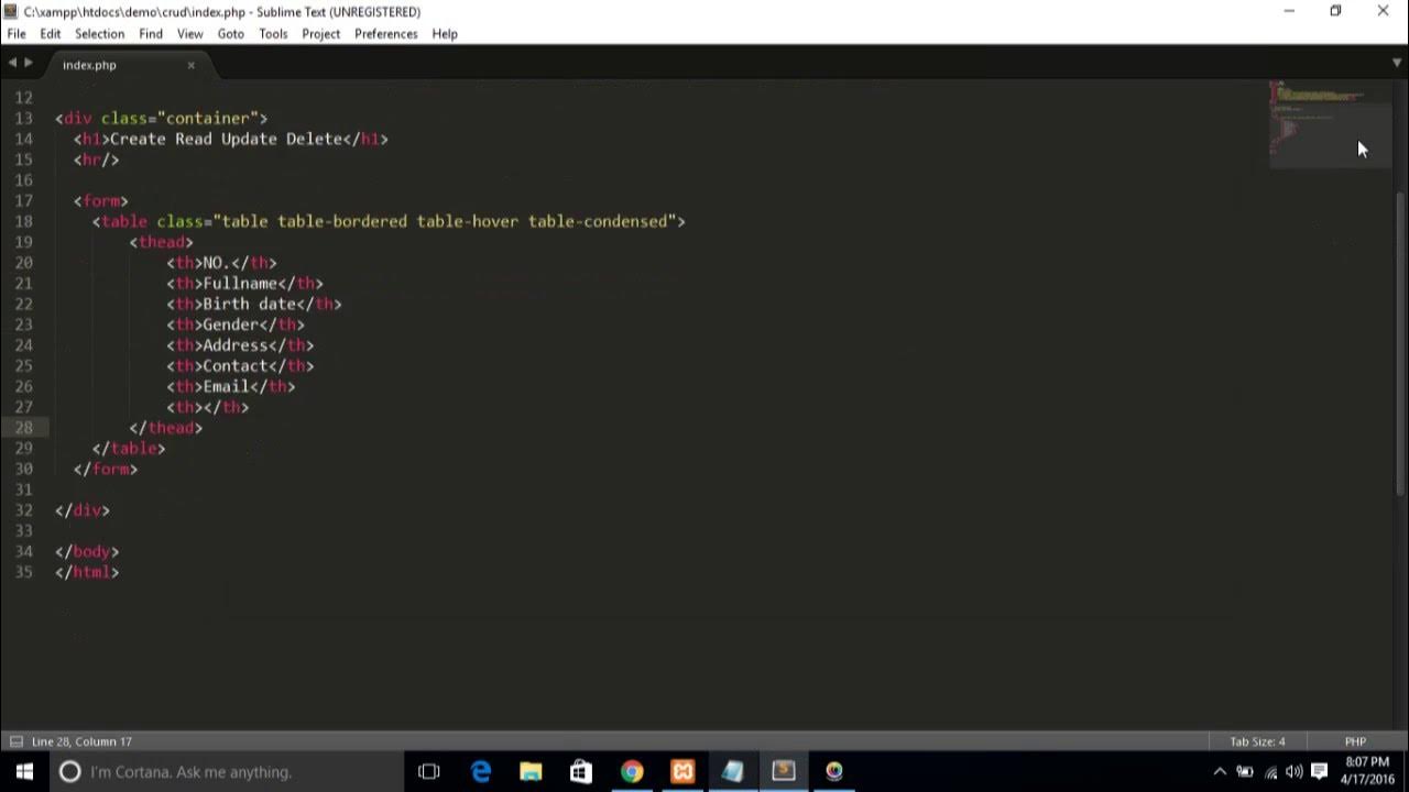 Part 1 (the GUI) - CRUD(Create , Read, Update, Delete) using bootsrap and php - YouTube