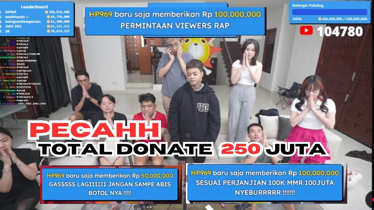 PECAHH 💥💥 DONATE LAGI, TOTAL 250 JUTA SEMALEM.... (YXGC MODE ON) #yb # ...