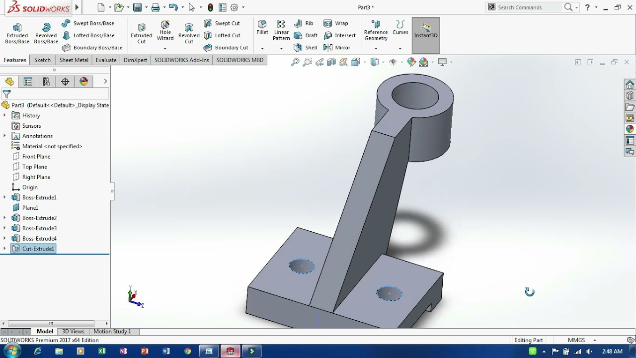Solidworks (11) latihan midplane - YouTube