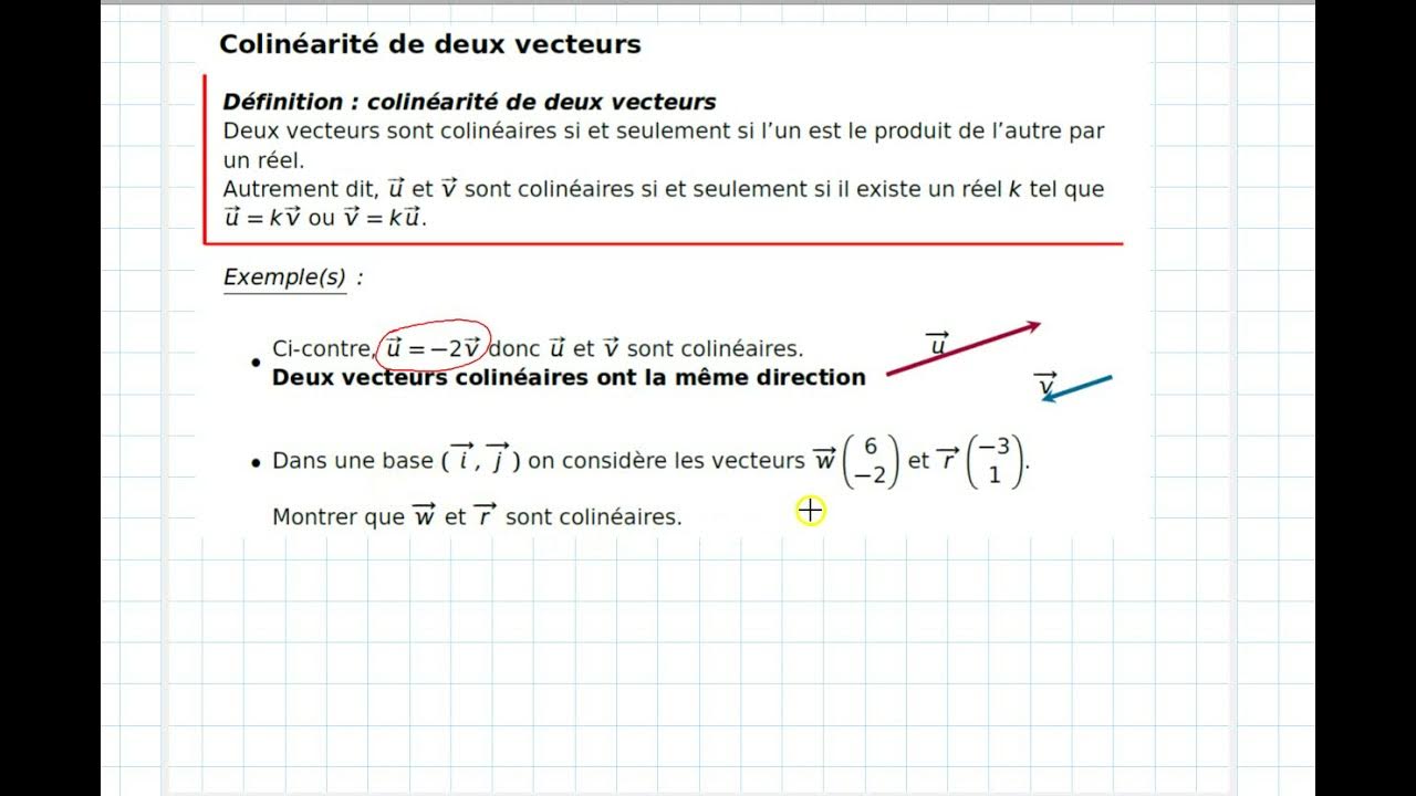 2de Introduction à la colinéarité de deux vecteurs - YouTube