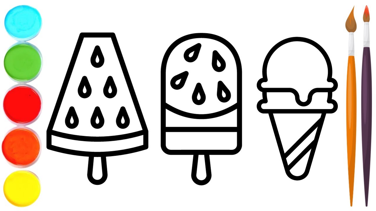 Colourful Ice Cream Drawing || How to Draw a Cute Es Krim Semangka Step ...