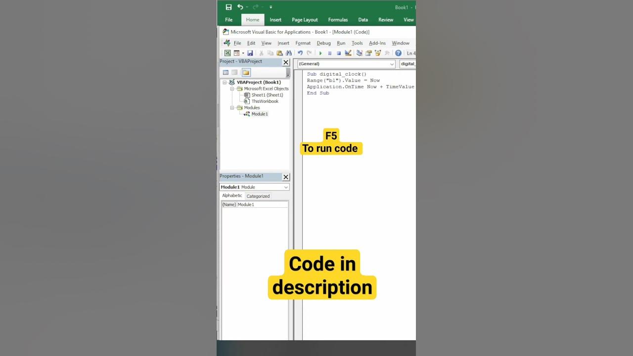 Digital Clock Excel Shorts Excel Msexcel Youtube