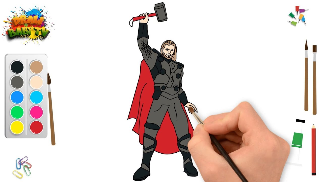 How to draw THOR | THOR Drawing Coloring Painting🌈| Educational videos ...