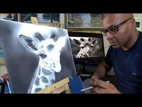 DESENHO realista de uma girafa