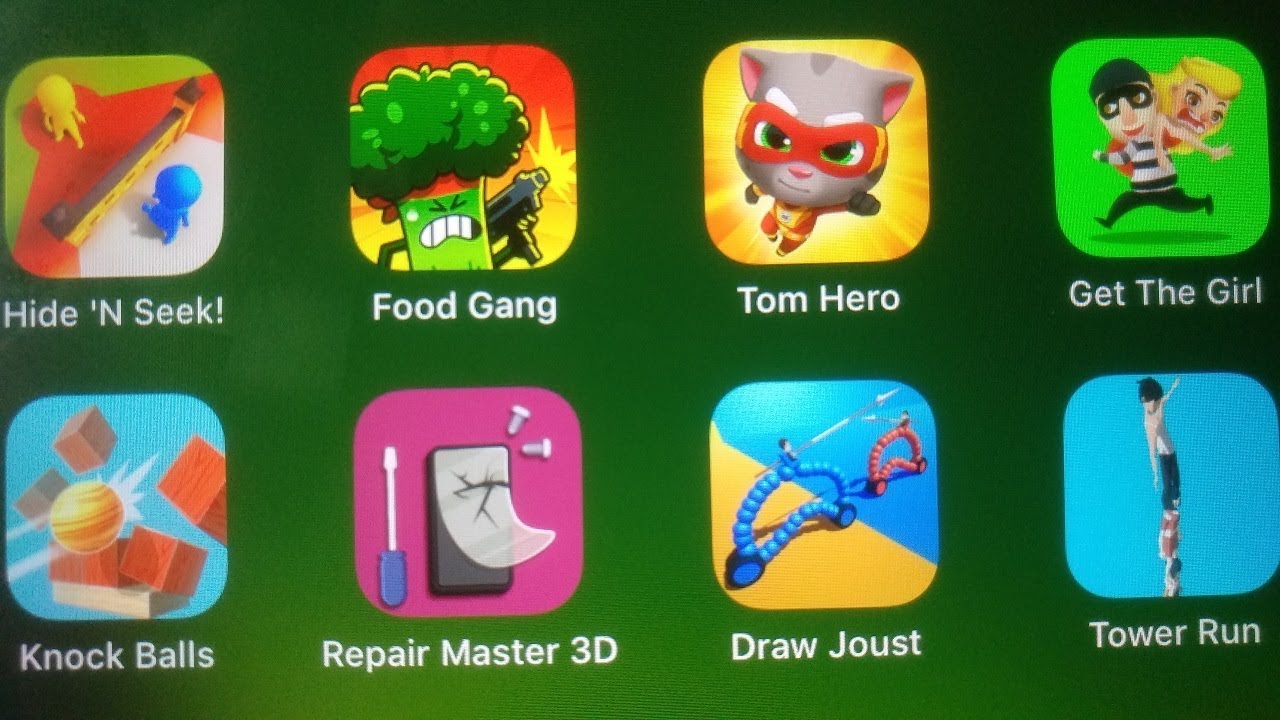 Hid'N Seek, Food Gang, Tom Hero, Get The Girl, Draw Joust, Knock Balls ...