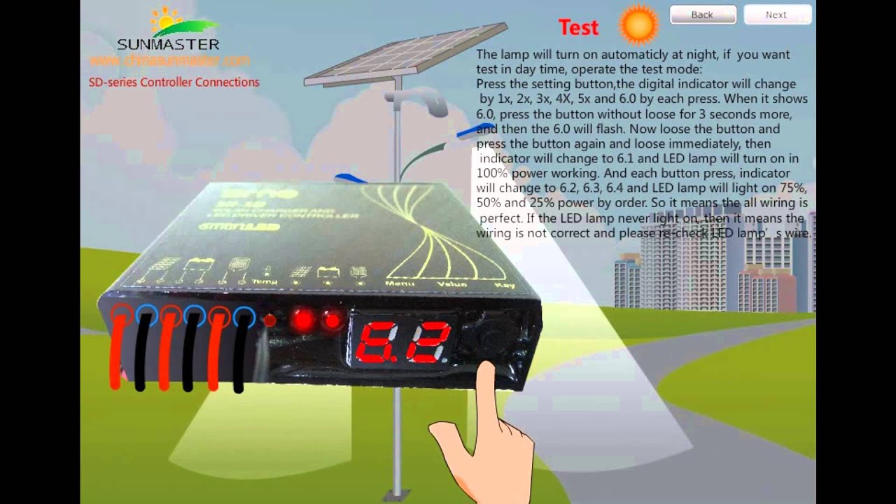 SunMaster solar street light controller connection - YouTube