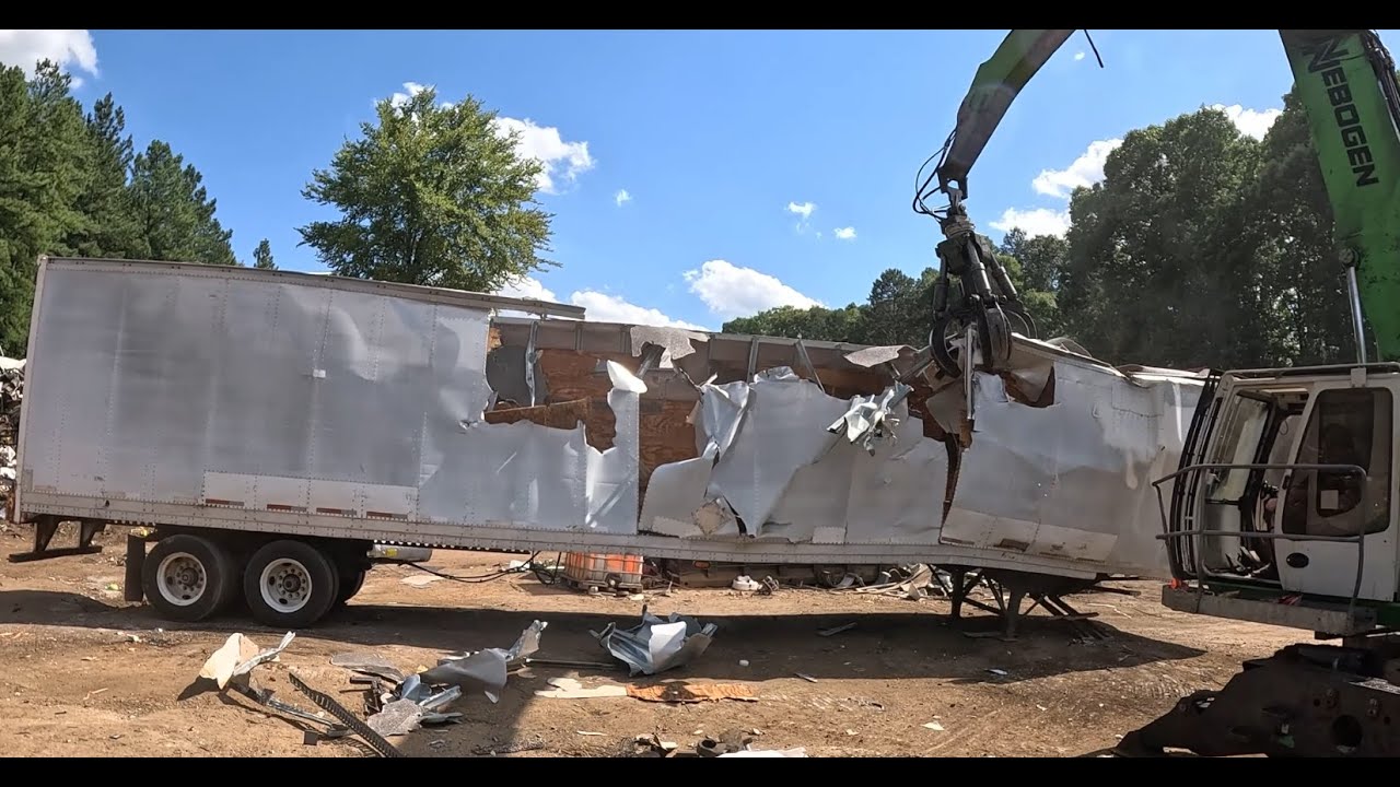 Recycling a 53FT Van Trailer and Demolishing it in the Process! - YouTube