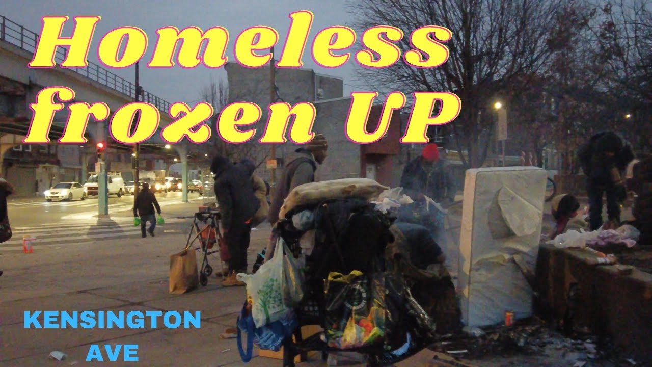 Sad Night Life of Frozen Homeless people along Kensington Ave [4K ...