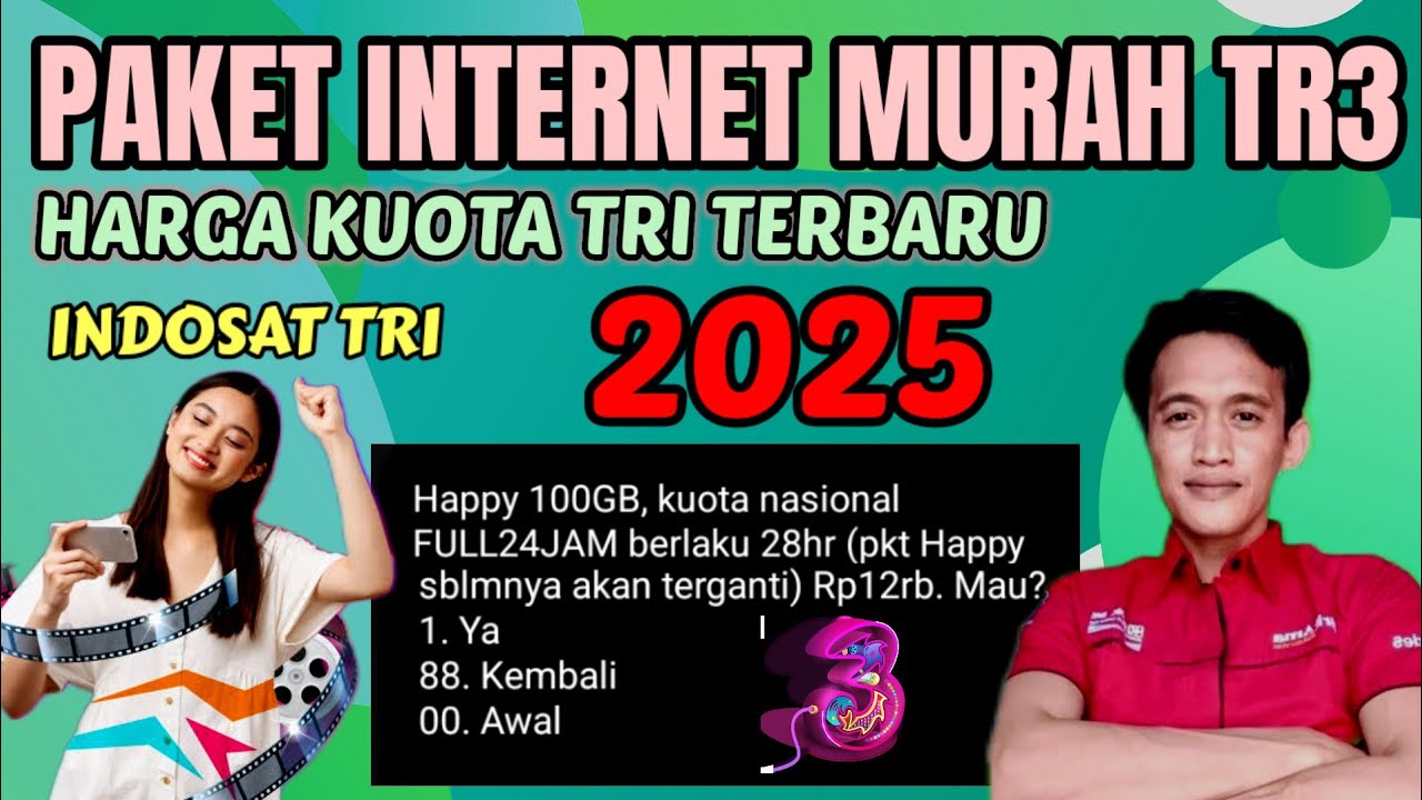 PAKET KUOTA INTERNET TRI 2025 || KODE DIAL TRI MURAH TERBARU 2025 - YouTube