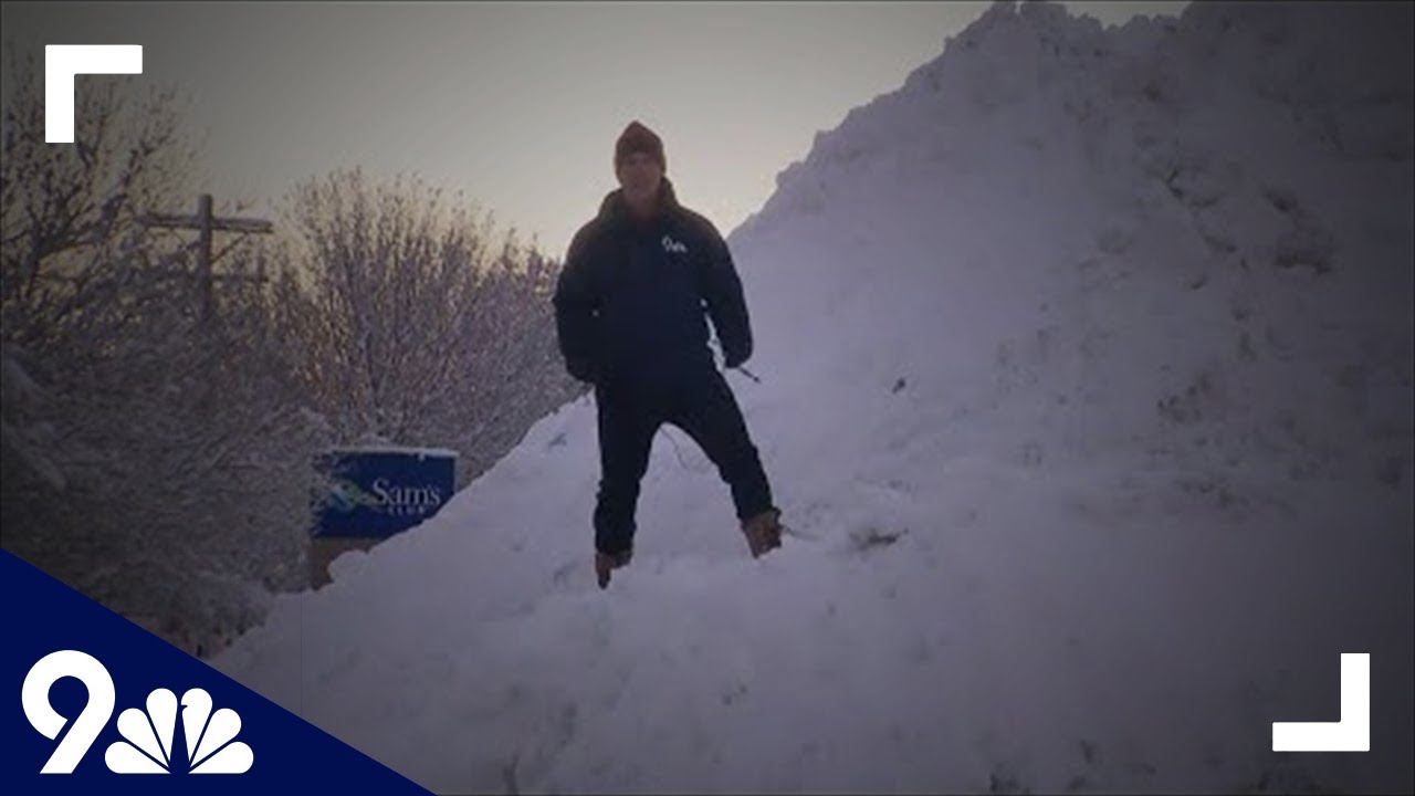 Snow piled up as Colorado digs out from storm - YouTube
