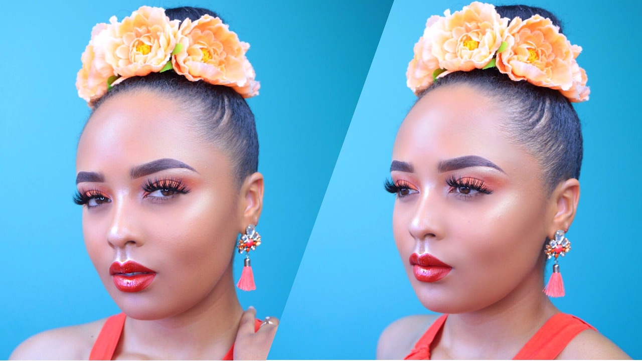 Orange Glowy Summer Makeup Tutorial + Khora Beauty Review - YouTube