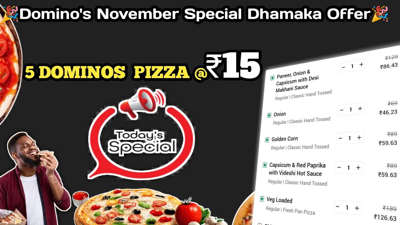 5 DOMINOS PIZZA in ₹15 😋🍕🔥|Domino's pizza offer|Domino's pizza offers ...