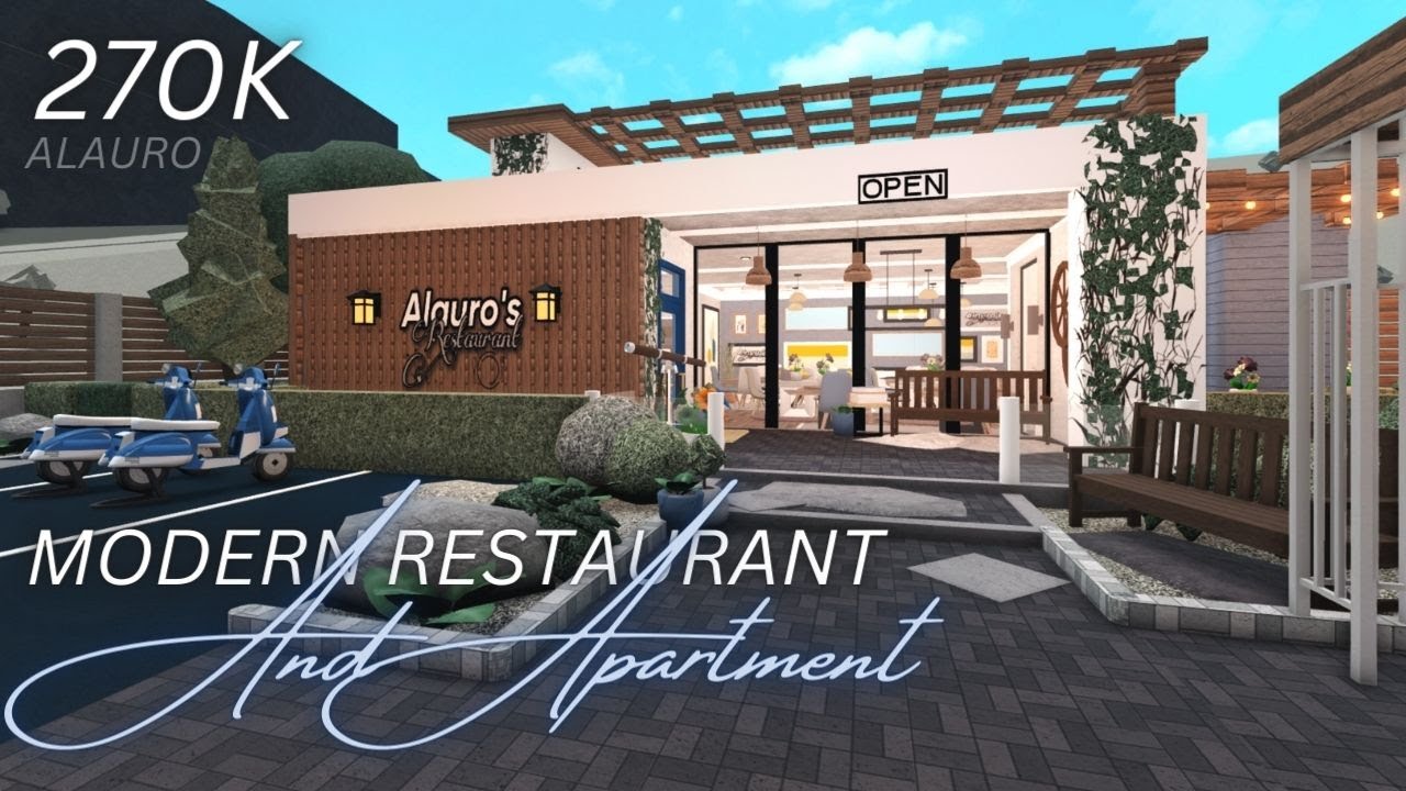 Modern Restaurant + Apartment - 270K - Bloxburg Speed Build - YouTube