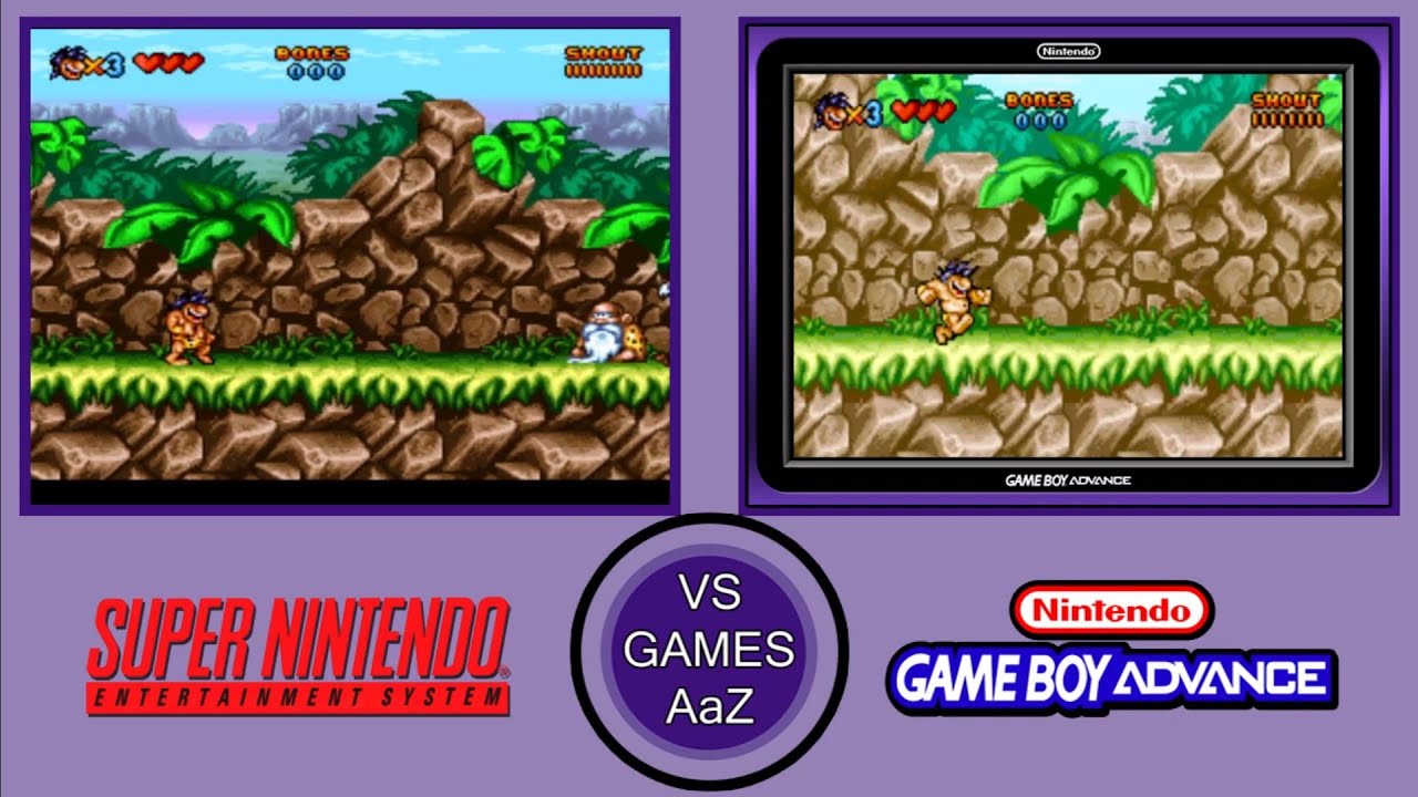 Prehistorik Man - SNES Vs Game Boy Advance - Side By Side Comparison ...