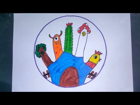 Hand tracing drawing | how to draw different things using hand palm ...