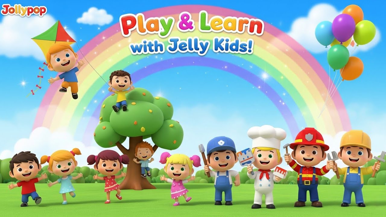 Jelly Kids Play & Learn About Jobs | 3D Animated Nursery Rhymes ...