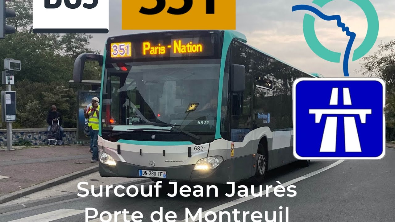 RATP BUS 351 : Surcouf Jean Jaures - Porte de Montreuil en bus Citaro ...