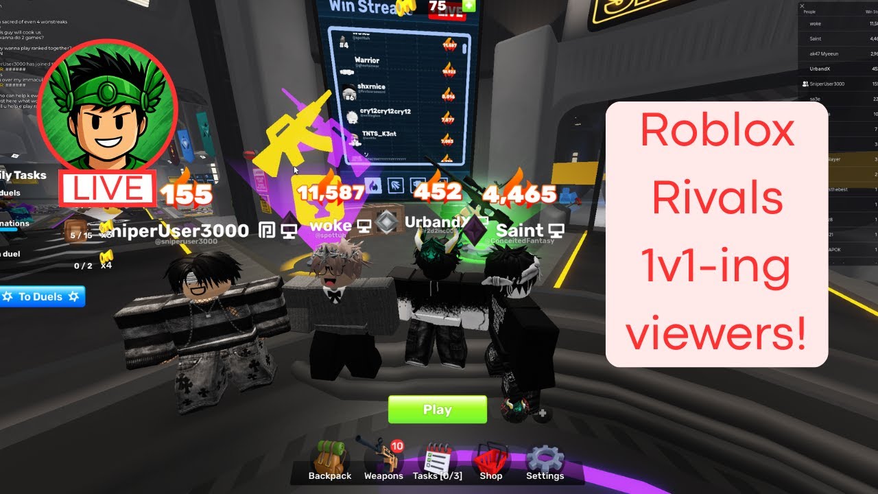 🔴[LIVE] Playing with VIEWERS in Roblox Rivals! - YouTube