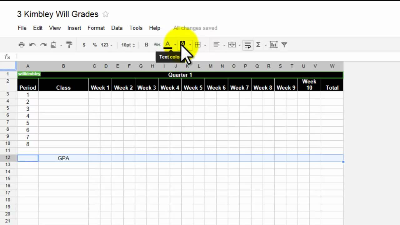 Track Your Grades In Google Spreadsheet YouTube