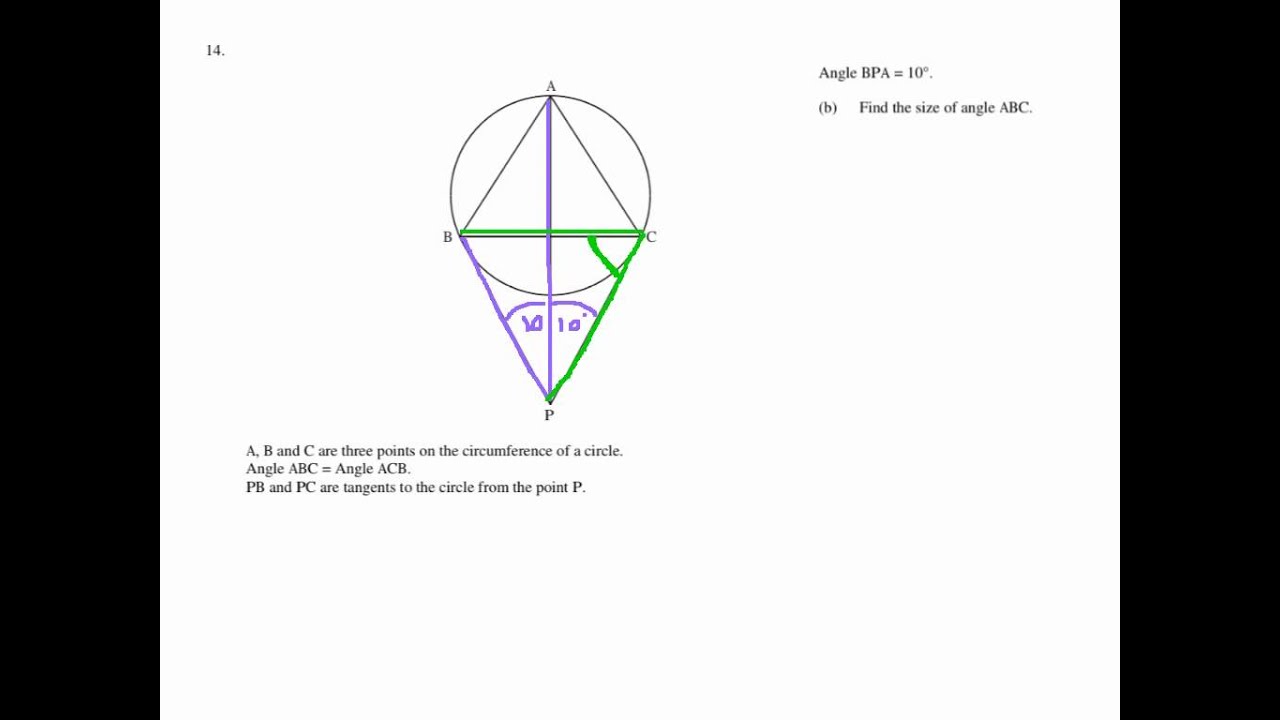 Circle Theorems 16/22 - Example GCSE Question 14 - YouTube