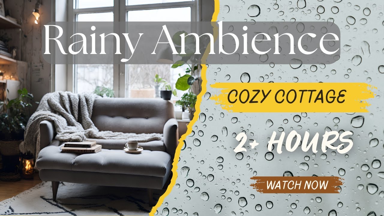 Cozy Rainy Ambience 2 HOURS Rain Sounds | Study, Relax | Books, Plants ...