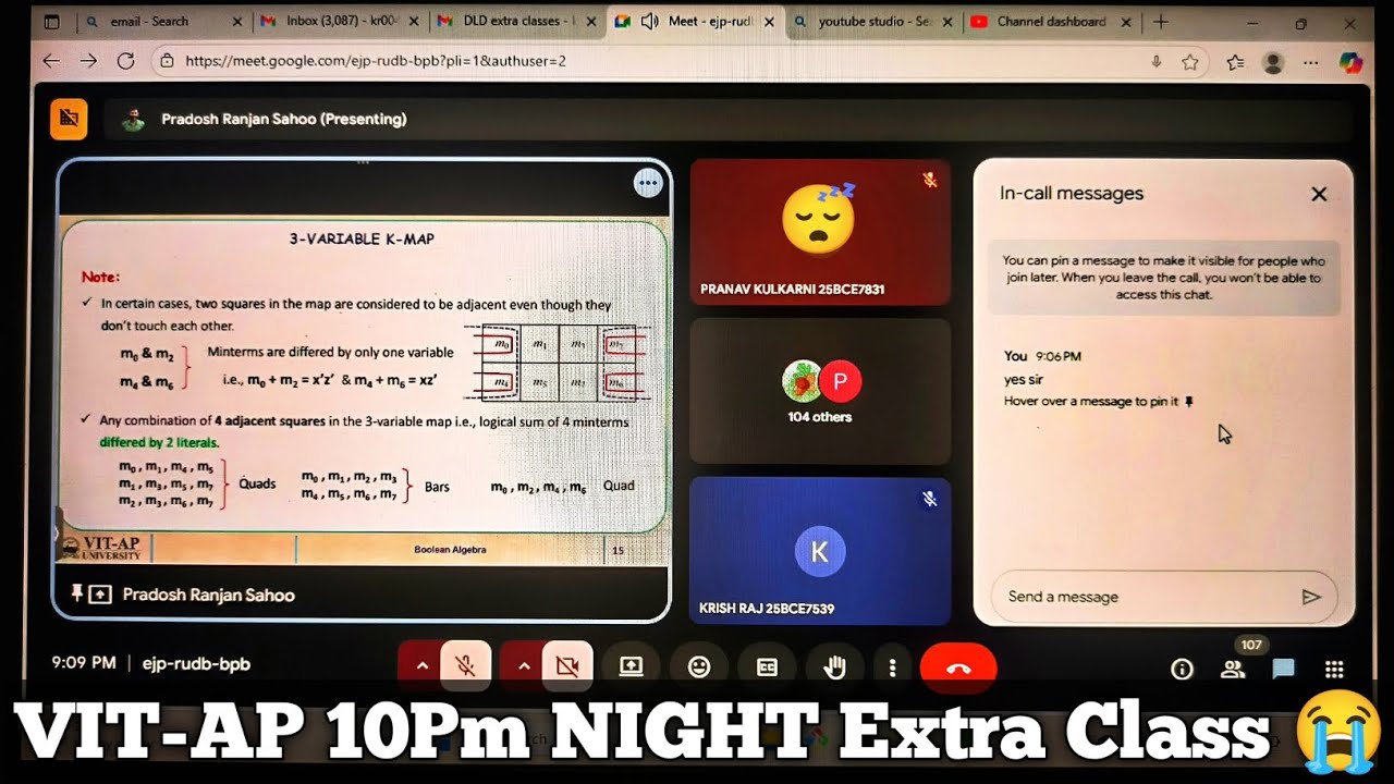 VIT-AP Late Night Grind: 10 PM Extra Class on 3-Variable K-Maps 😭 ...