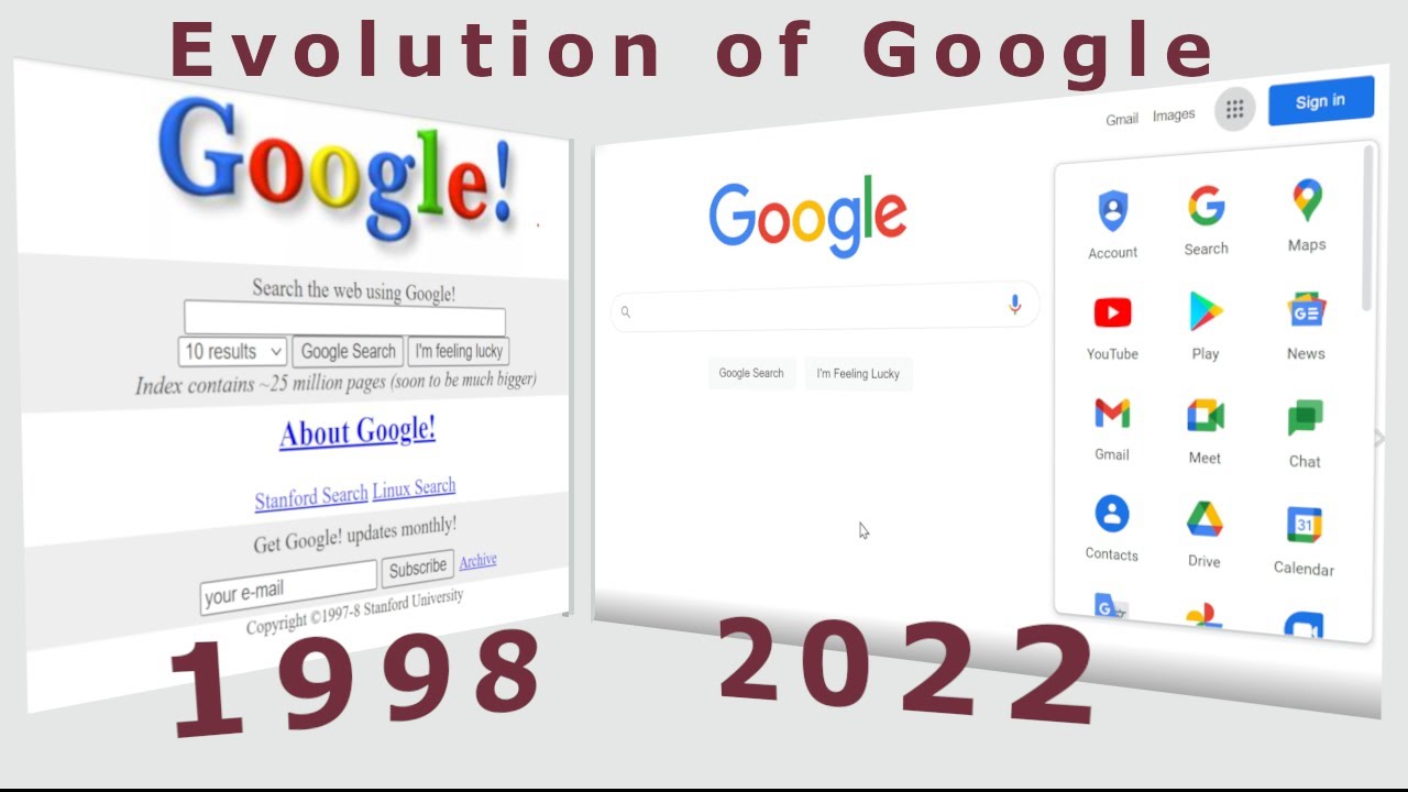 Google history : Evolution of google on the internet (1998-2022) - YouTube