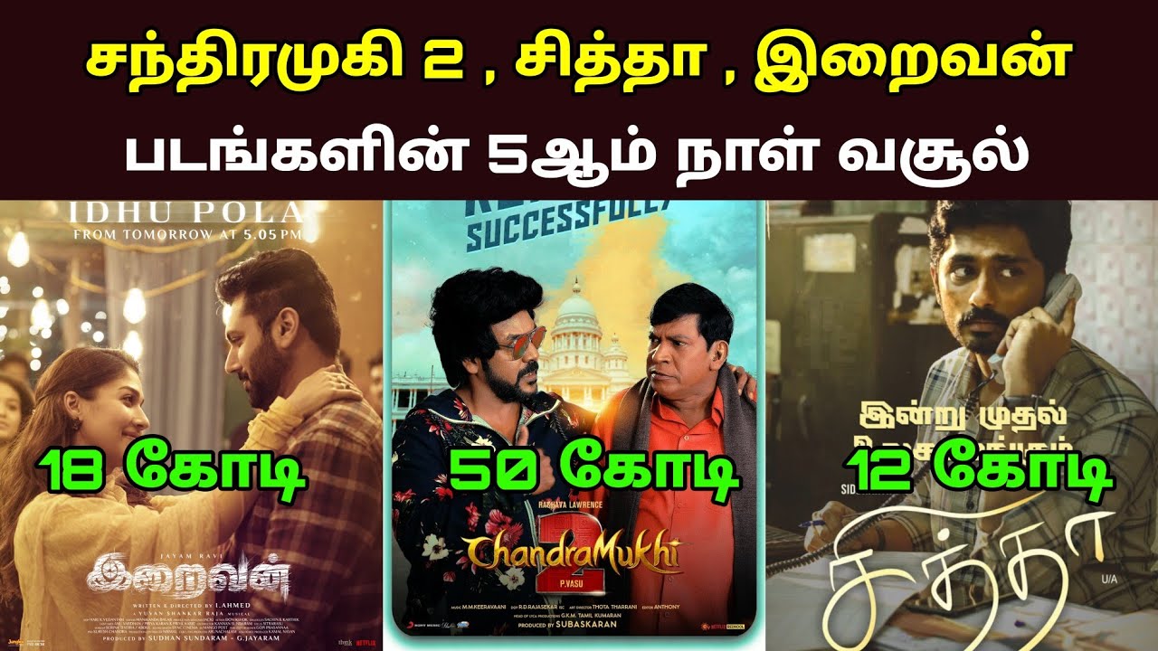 Chandramukhi 2 ,Iraivan,Chithha Tamil Movie 5th Day Worldwide Box ...