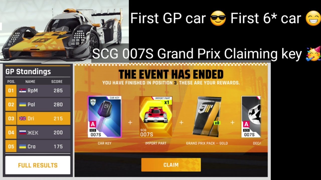 Asphalt 9 | SCG 007S Grand Prix | Claiming key 🥳 - YouTube
