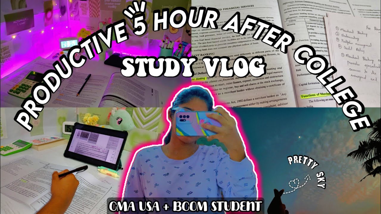 5 HOUR after college STUDY VLOG🌷 ||BCOM+CMA US ASPIRANT||#studyvlog # ...