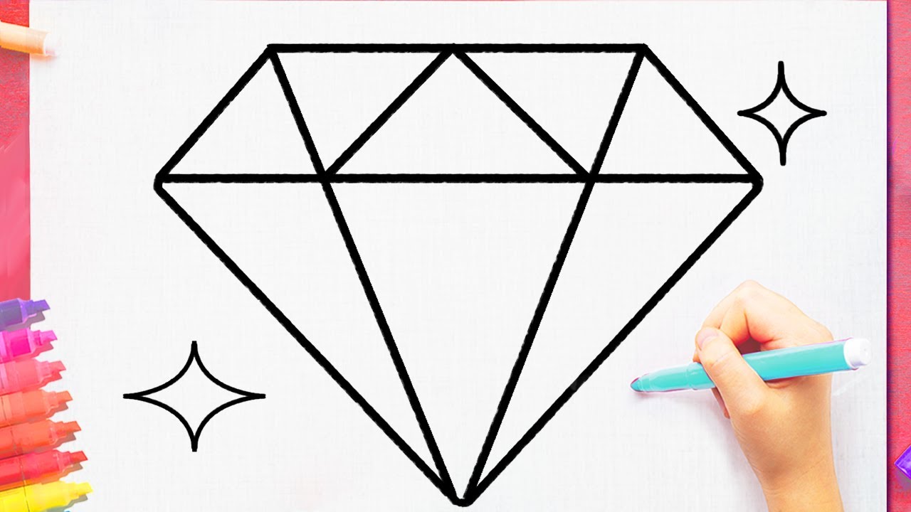 How to draw a DIAMOND easy step by step - YouTube