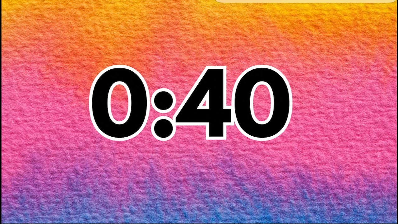 40 Second Countdown Colorful Timer, No Music, with Alarm - YouTube