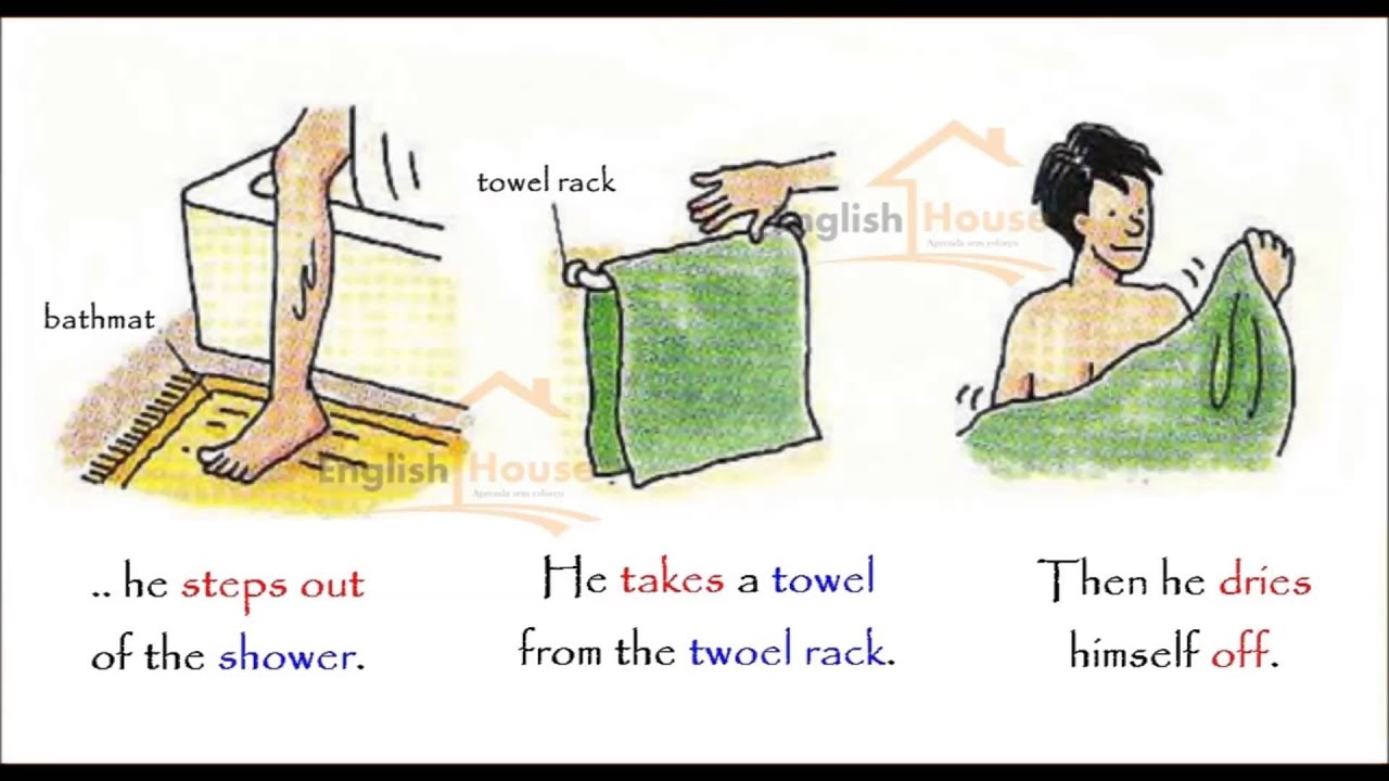 English activities lesson 3 - taking a shower - YouTube