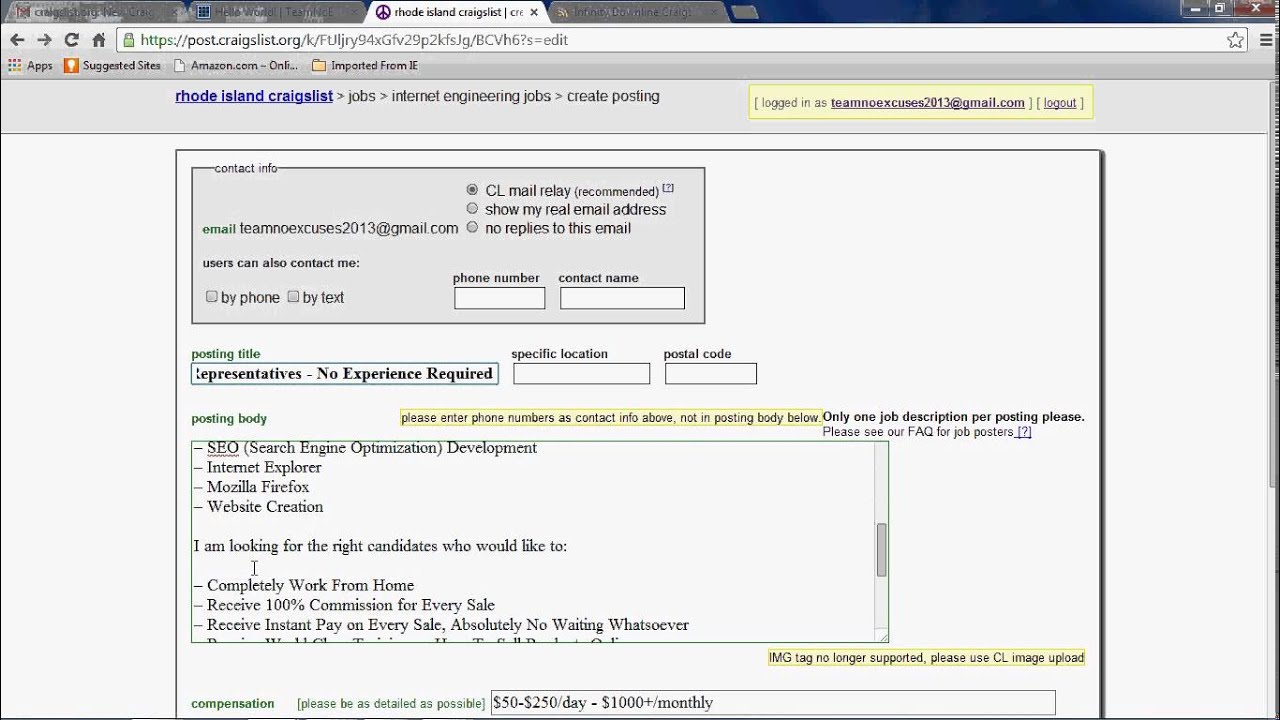 How to Post a FREE Ad on Craigslist - YouTube