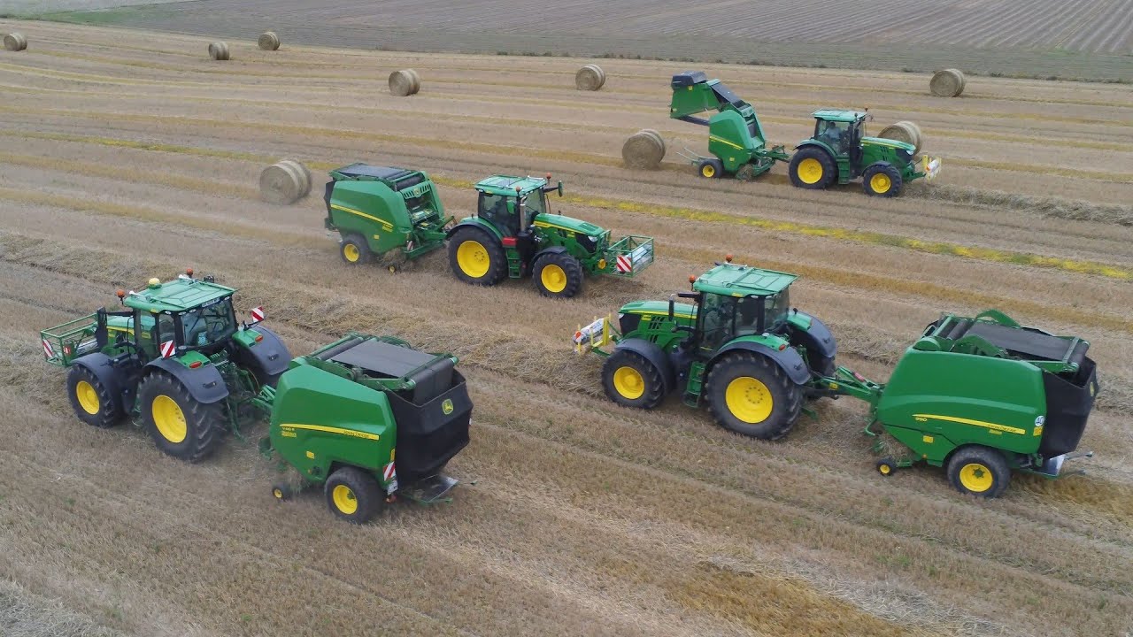 Pressage de paille 2023 - 4 ensembles JOHN DEERE 🌾 - YouTube