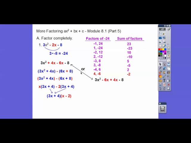 Factoring Ax2bxc Worksheet 8 6 Mathematics Teacher Educators'