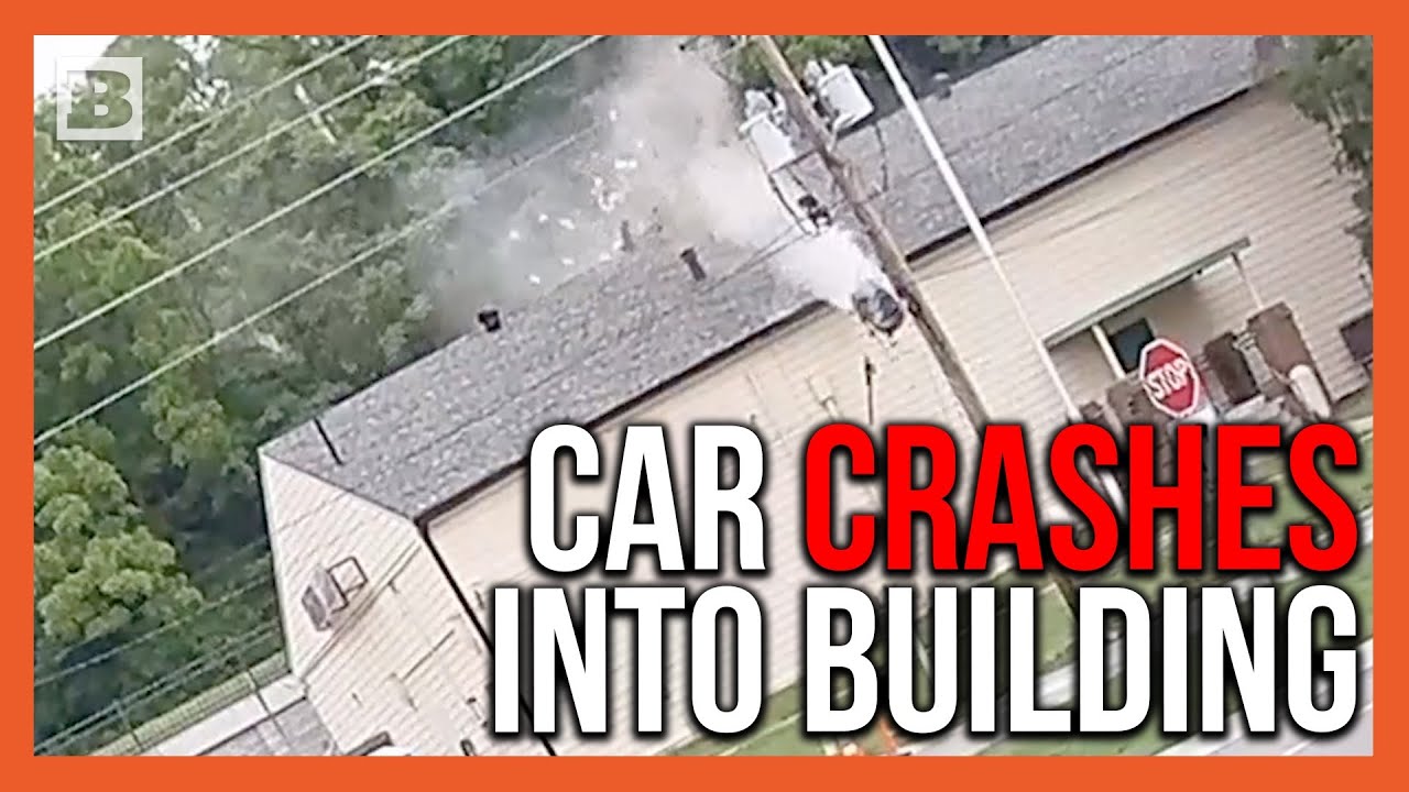 Car Goes Off Road, Plows Into Building and Sends Engine Flying Across ...