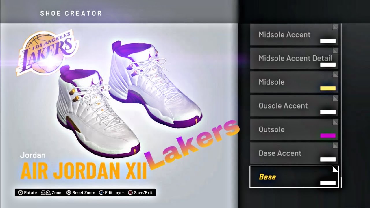 NBA 2k20 Shoe Creator Air Jordan Xll”Lakers - YouTube