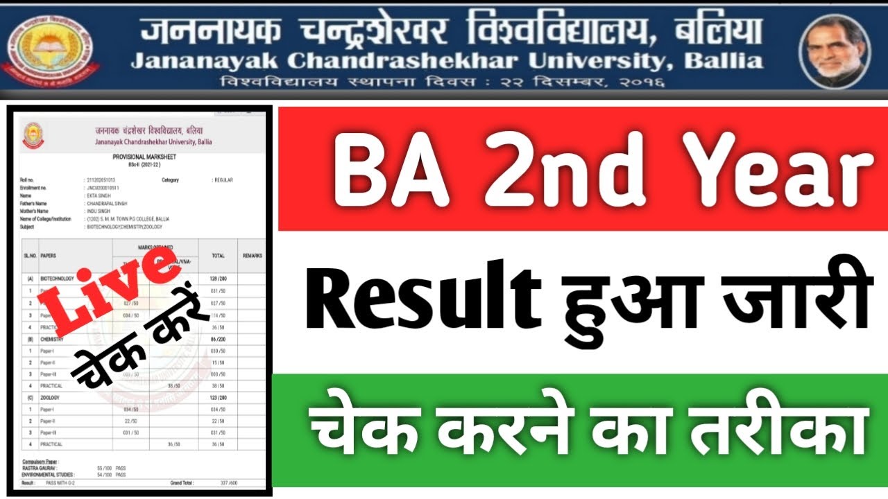 JNCU BA 2nd Year रिजल्ट हुआ जारी || JNCU 2nd year Result 2022 || Jncu ...