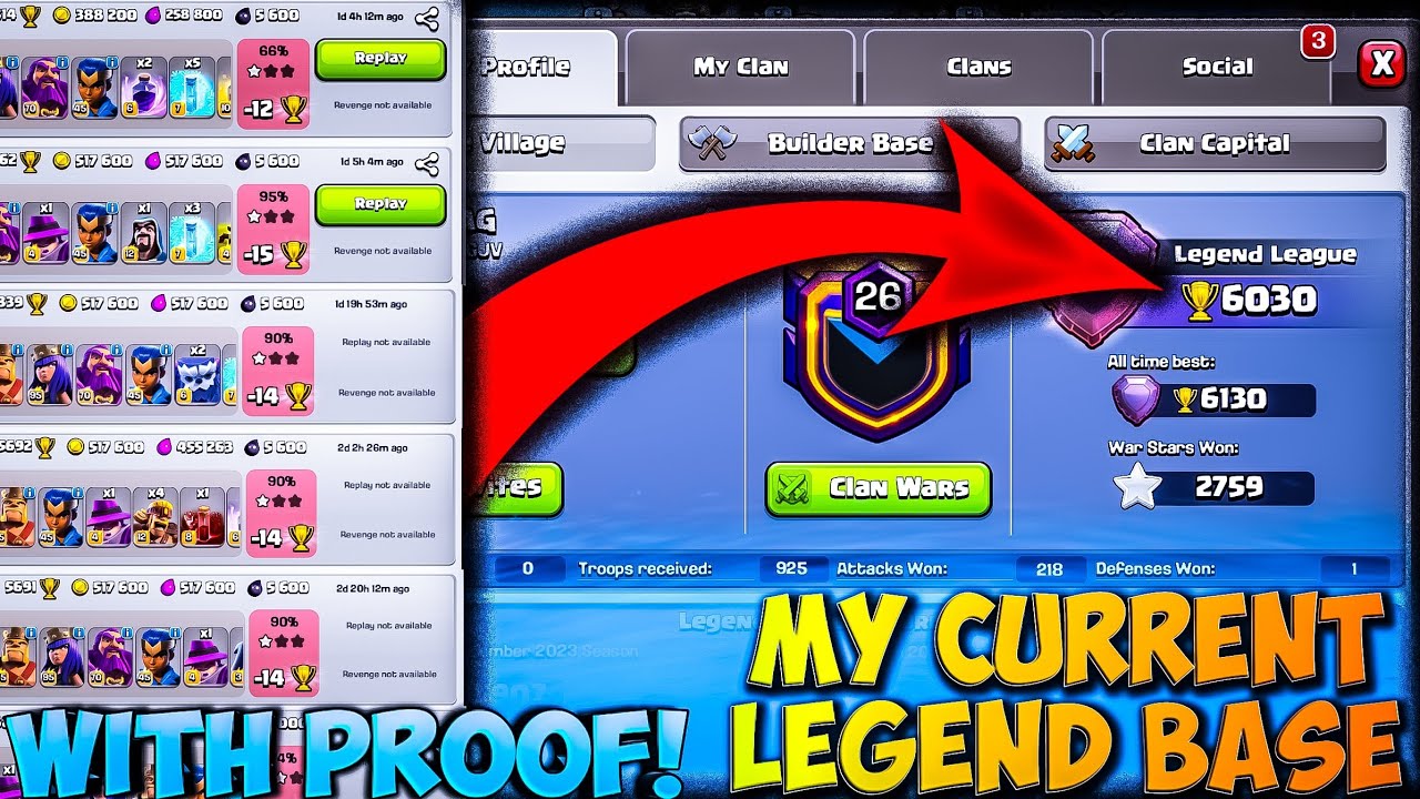 MY ONE STAR ONLY LEGEND LEAGUE BASE LINK • WITH PROOFS • SUMIT 007 ...