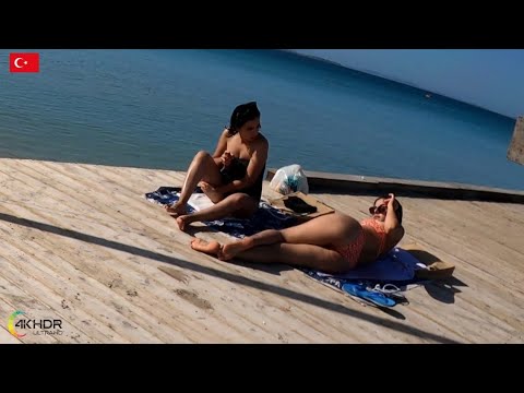 Cesme Bikini city Beach ☀️🏖️ Walk 2023 Turkey 🇹🇷  [4K] Türkiye Çeşme