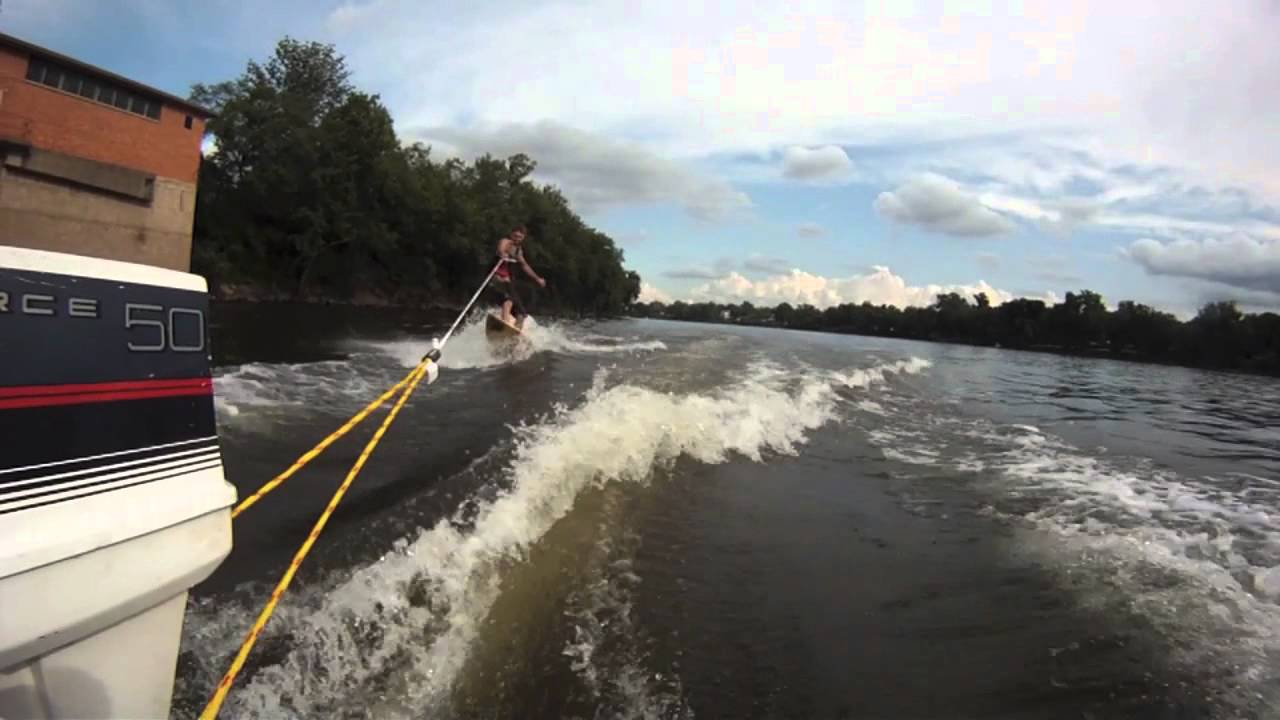 my buddy skurfing behind my 1986 Bayliner capri with a 50hp force ...