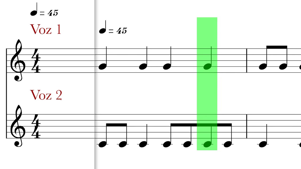 Dictado rítmico a dos voces Ej. 1 - YouTube