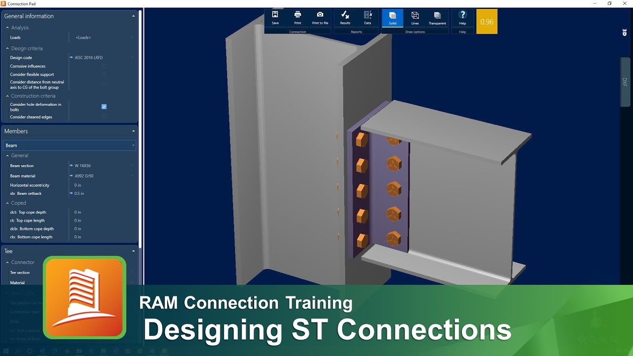 Designing Standard Tee (ST) Connections in RAM Connection - YouTube