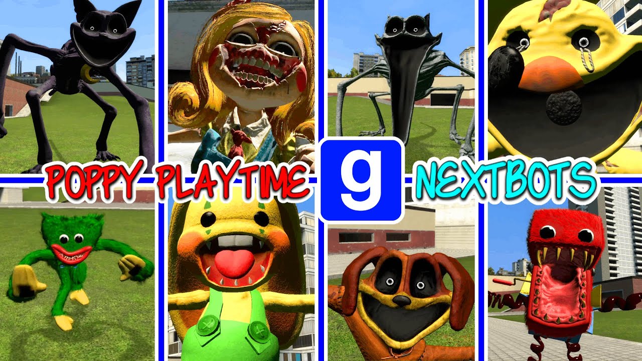 GMOD: Nextbots from Poppy Playtime 1,2,3 // CatNap, DogDay, Miss ...