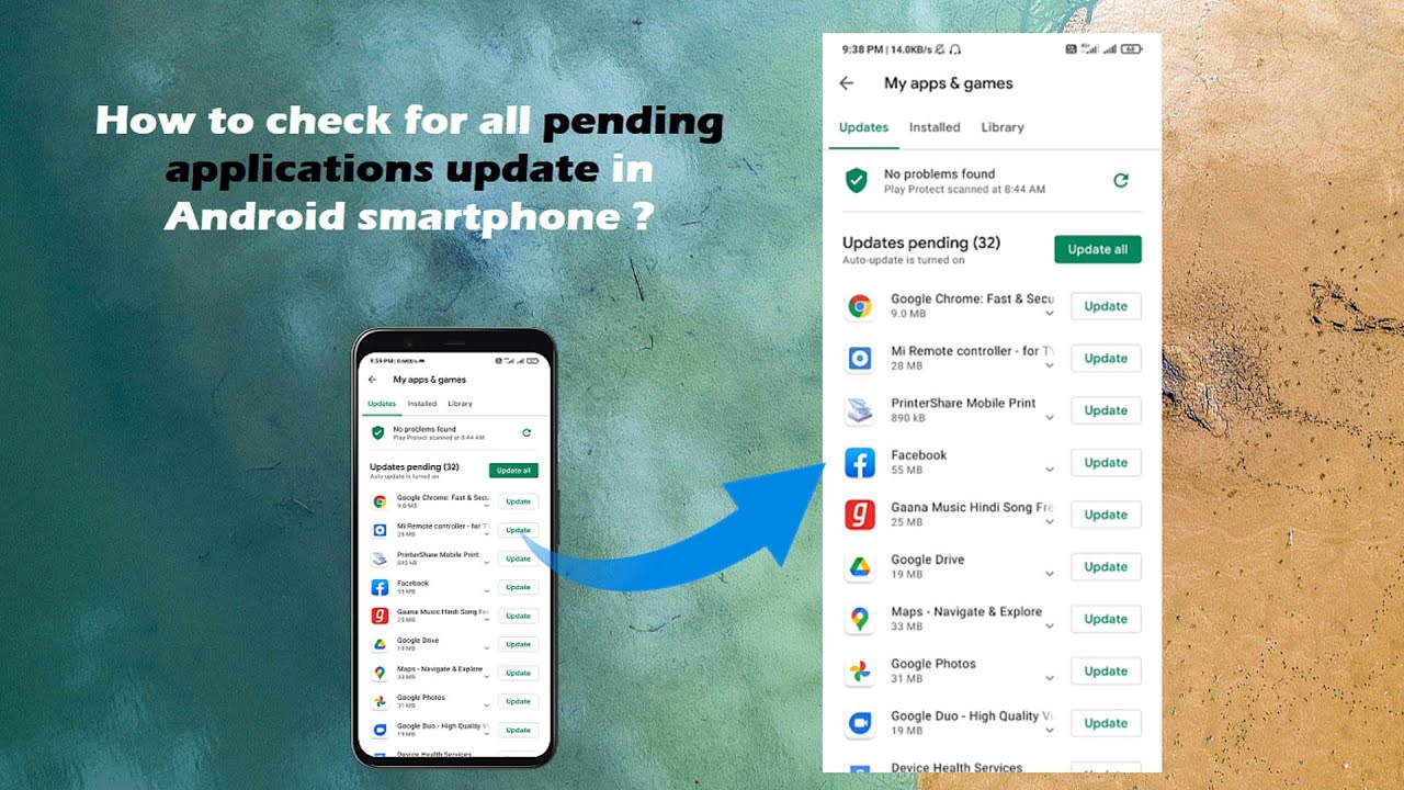 How to check for all pending applications update in Android smartphone ...