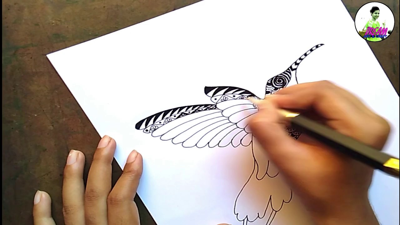 How to draw zentangle doodle bird/zendoodle art - YouTube